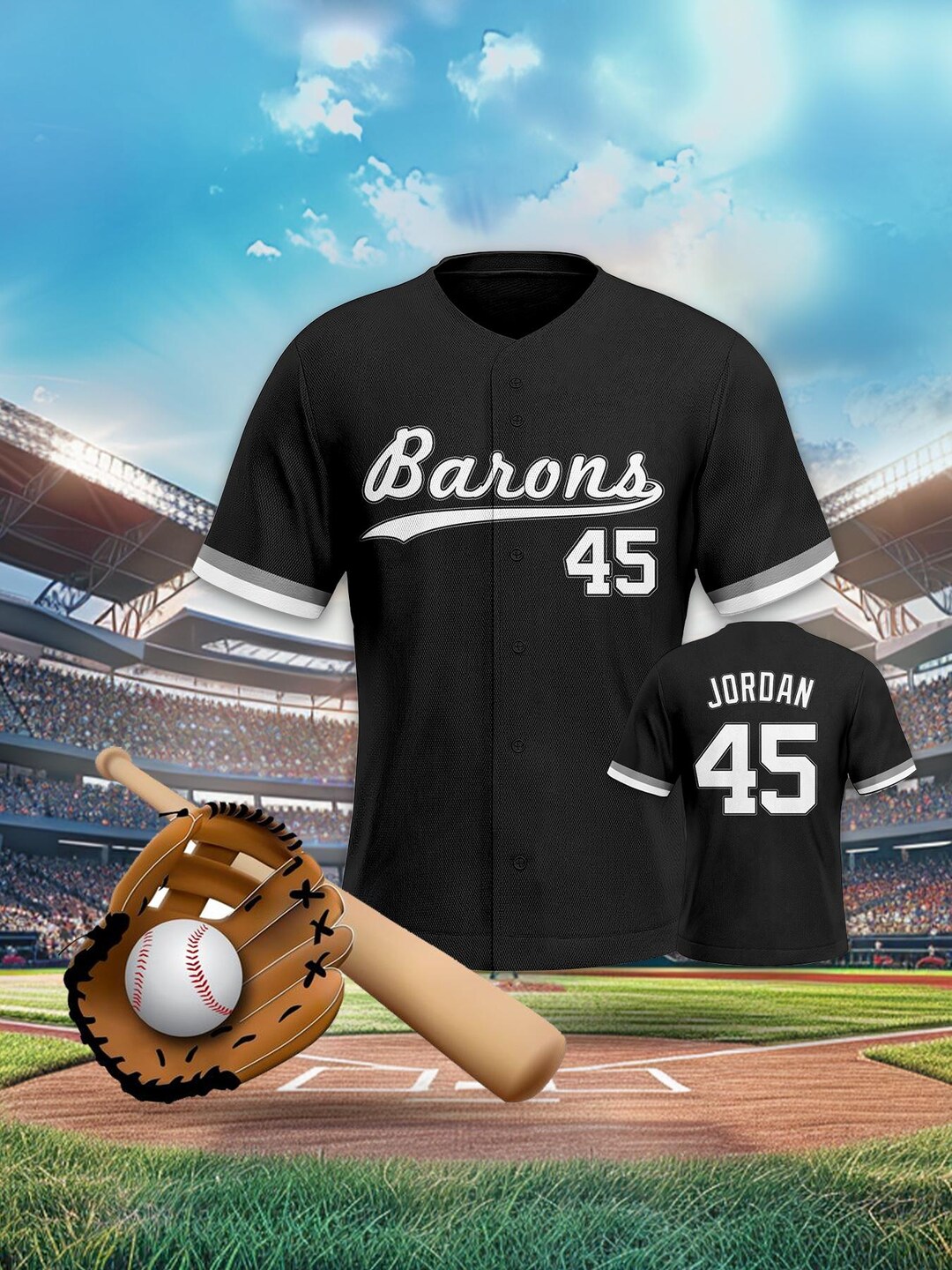 Mens Hip Hop #45 Baseball Jersey–90s Style Button up Crew Neck Jersey ...