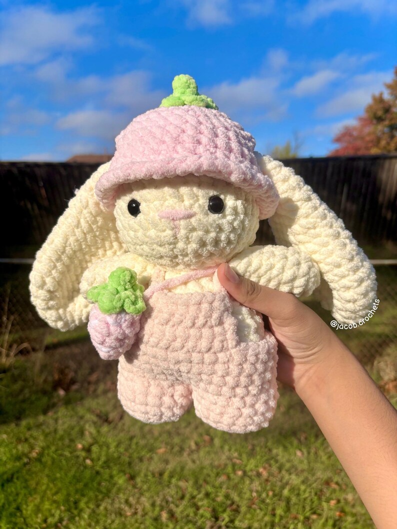 Jumbo Crochet Strawberry Bunny Plushie, Strawberry Bunny Crochet ...