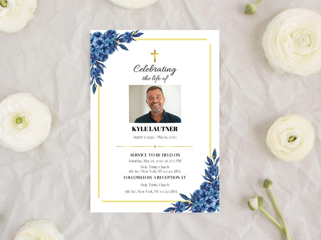 Personalized Death Announcement Card Funeral Announcement Funeral ...