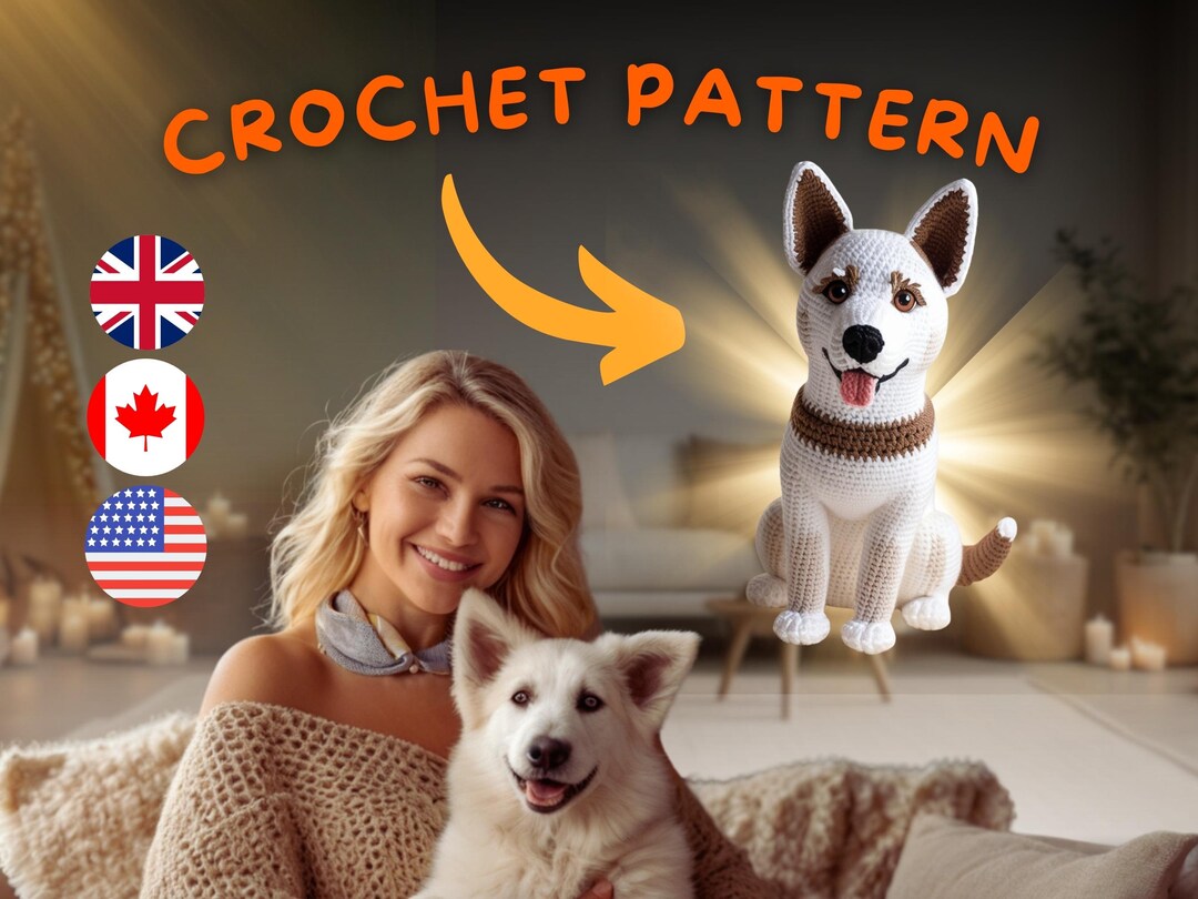 German Shepherd Crochet Pattern , Holiday Crochet Dog Pattern for ...