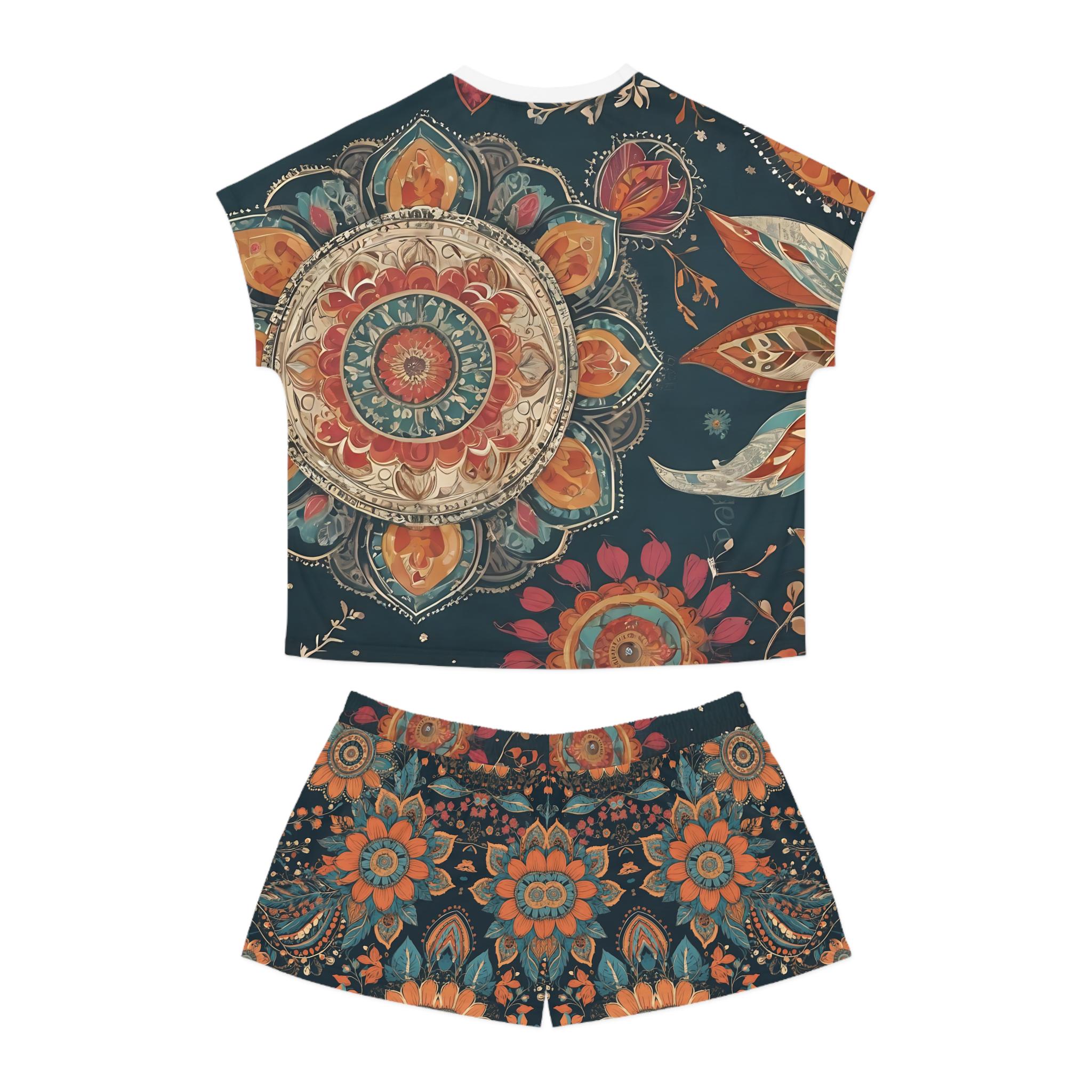 Women's Pajama Set Bohemian Flower, Vintage Outfit Sleepwear, Floral ...