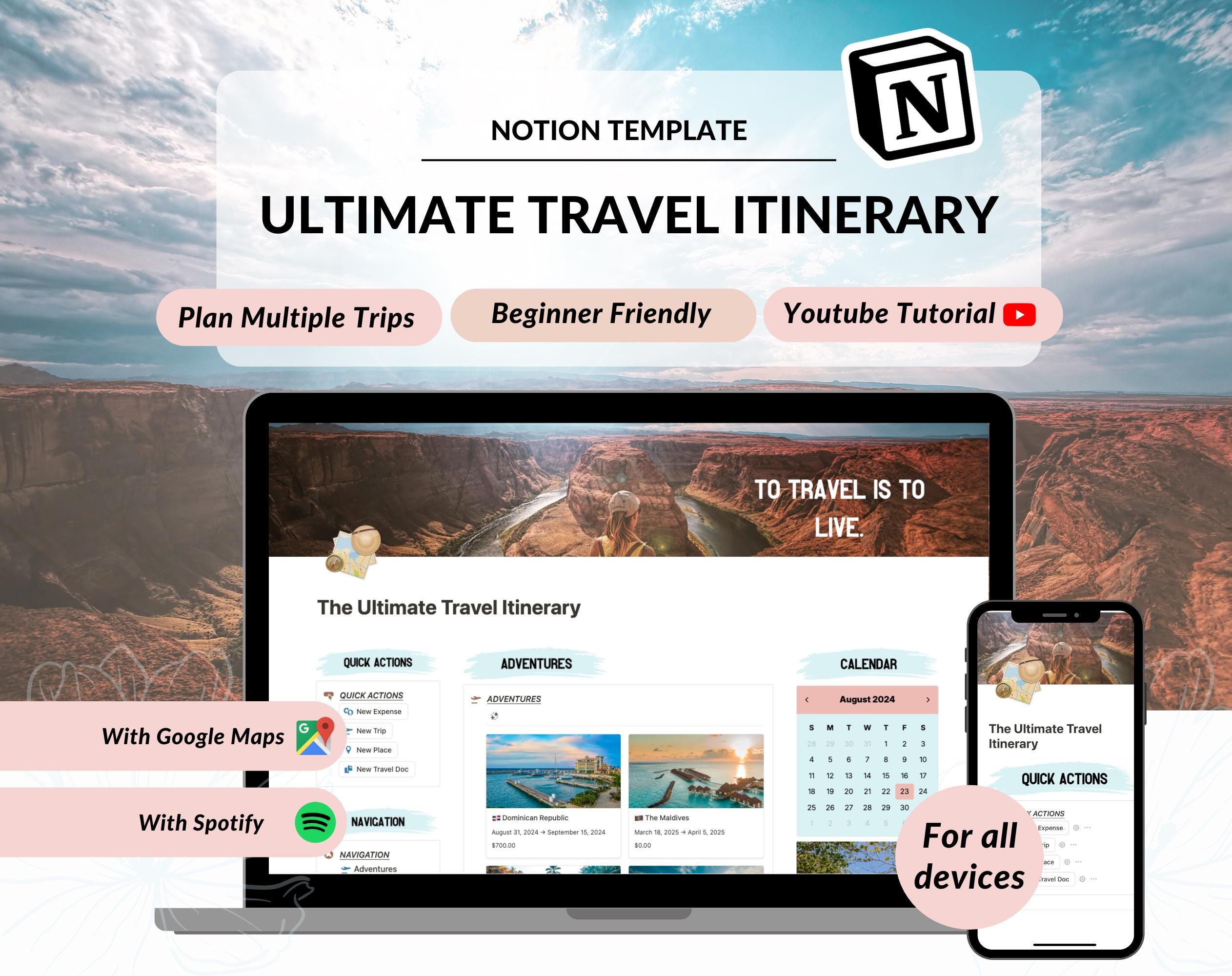 Notion Template Travel Itinerary | Travel Planner | Notion Template ...
