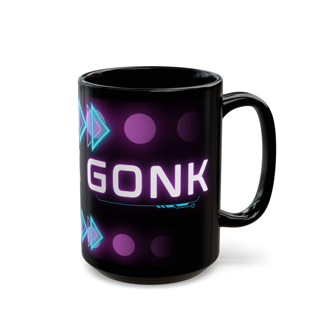 CYBERPUNK GONK Edgerunners Gamer Anime TTRPG Neon Black Mug (11oz, 15oz ...