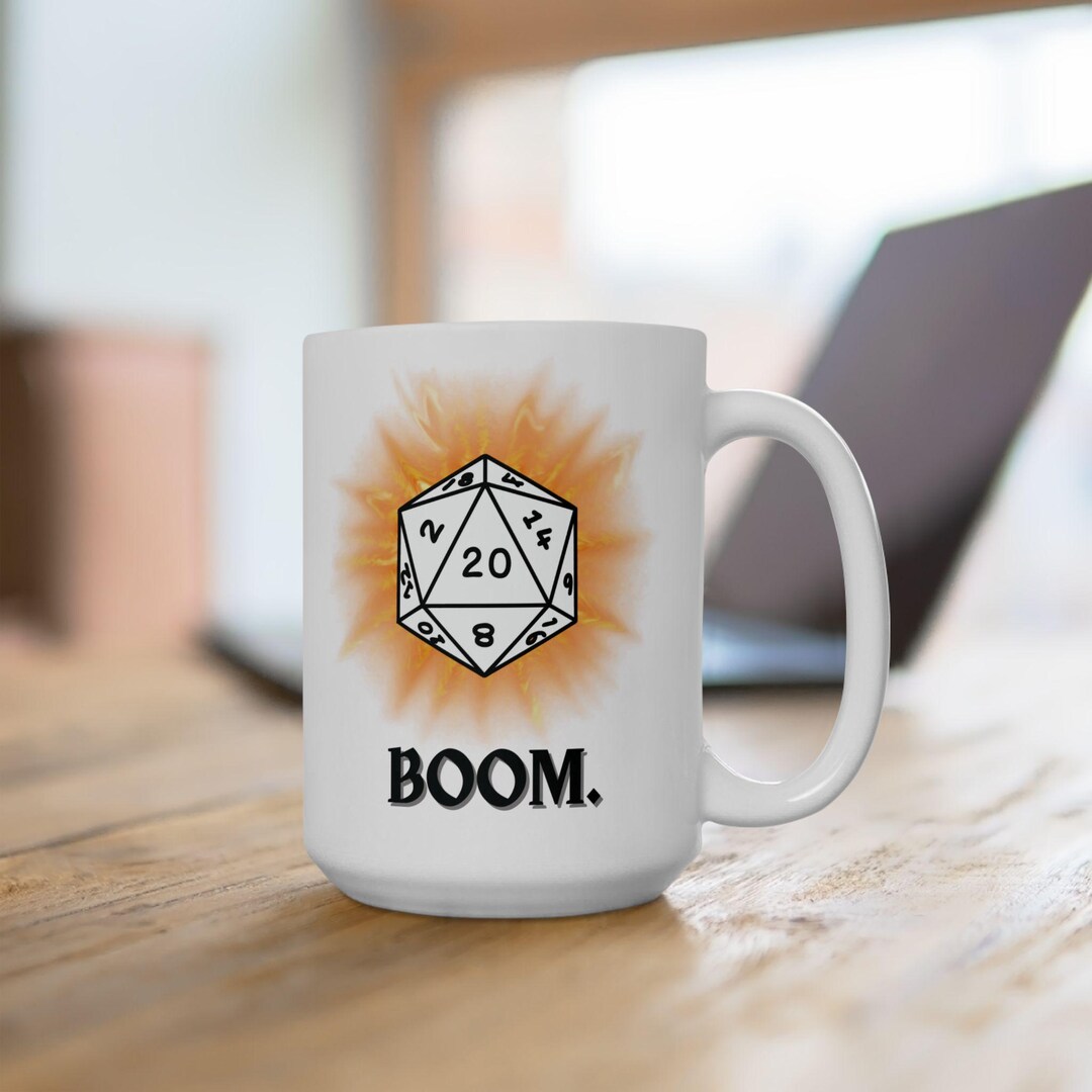 D20 Nat 20 Natural 20 Dungeons and Dragons Boom BG3 Baldurs Gate Mug ...