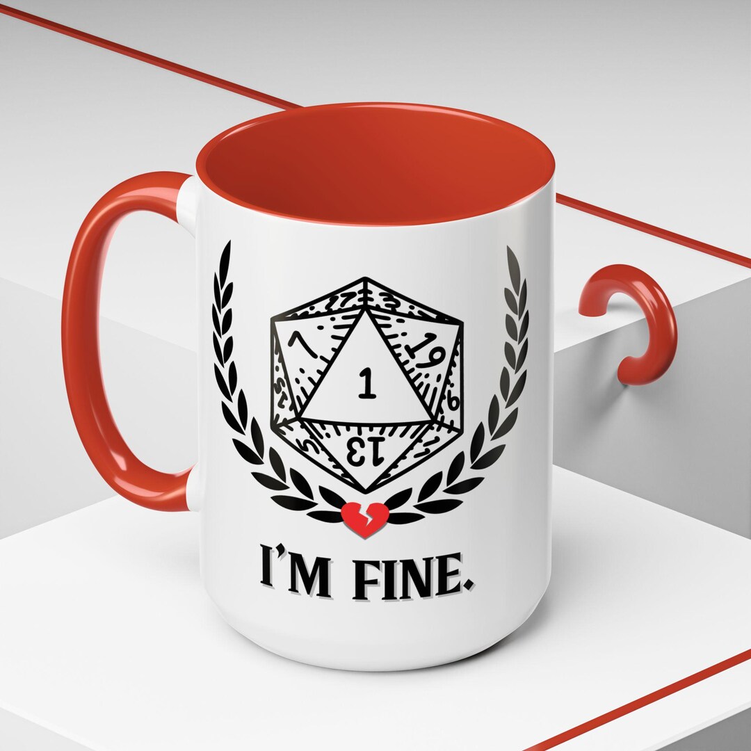 D20 NAT1 FUNNY "i'm Fine. This is Fine" Broken Heart Ttrpg Dungeons and ...