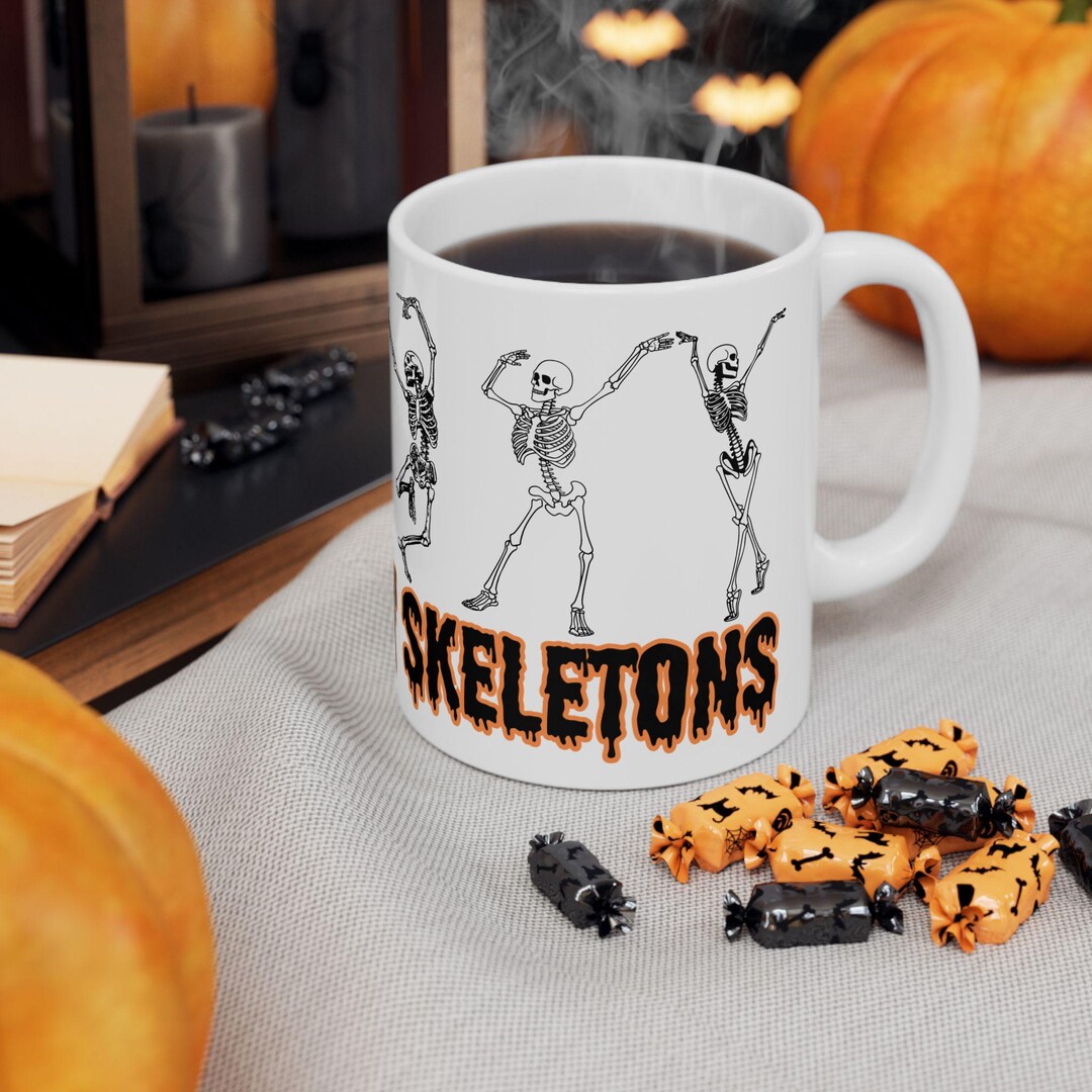 SPOOKY SCARY SKELETONS Halloween Dancing Skeleton Ceramic Mug, (11oz ...