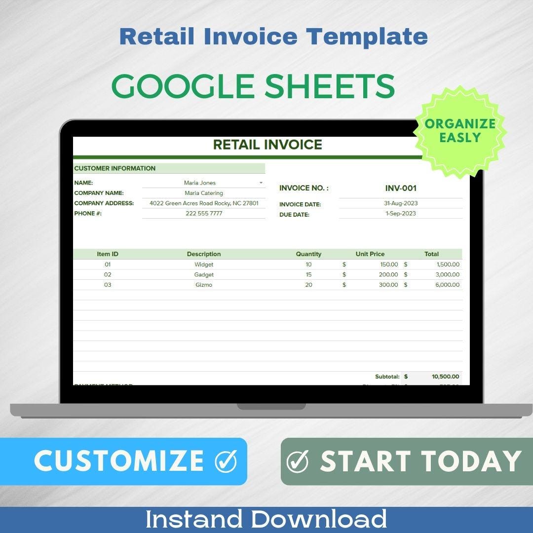 Retail Invoice Template – Simple, Professional,and Customizable for ...