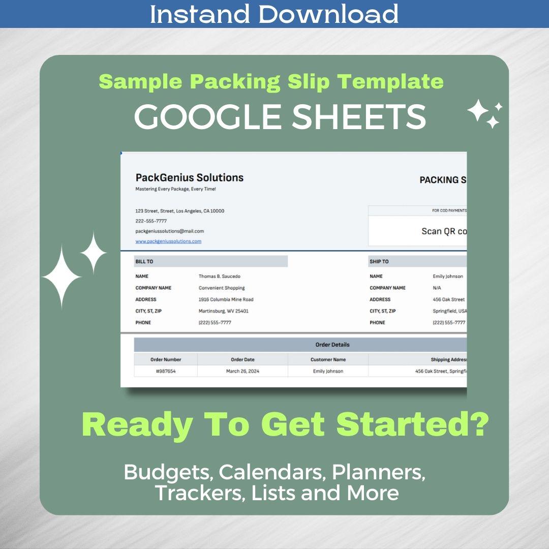 Sample Packing Slip Template, Editable Google Sheets, Easy to Use ...