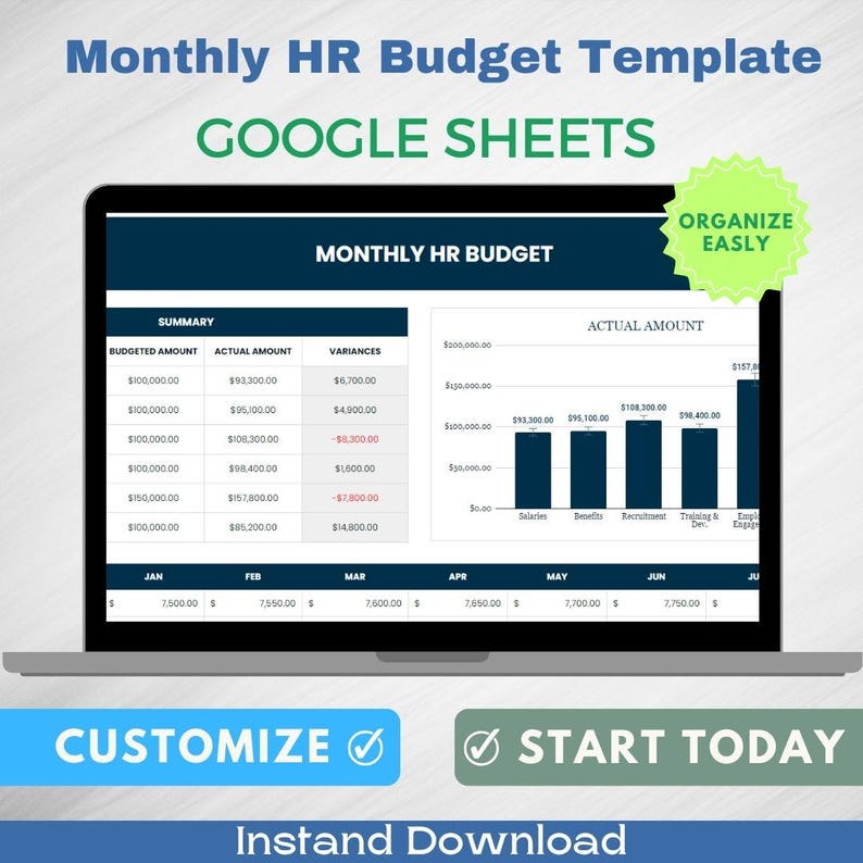 Monthly HR Budget Template, Google Sheets for Restaurants, Easy Payroll ...