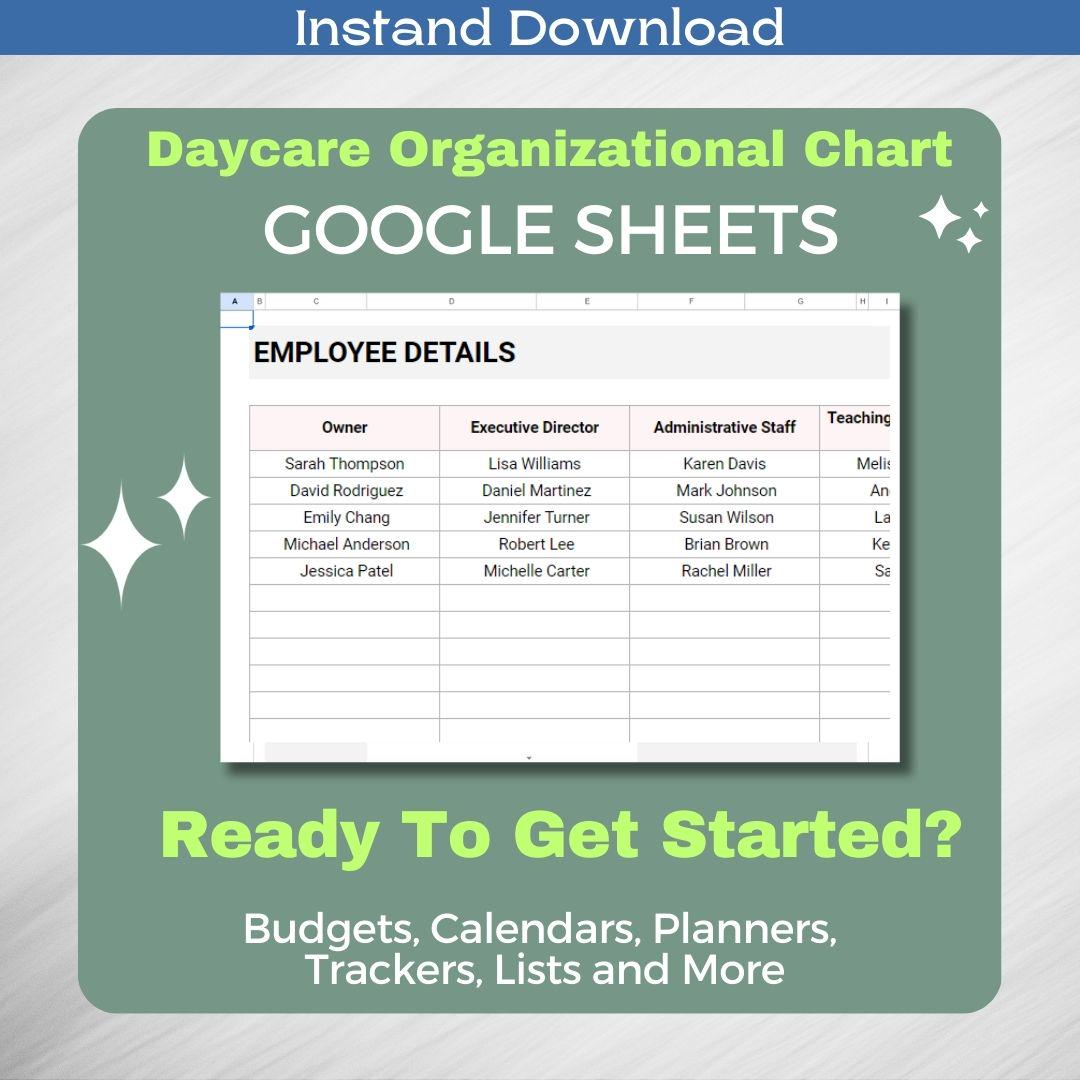Daycare Organizational Chart Template, Google Sheets Staff Structure ...