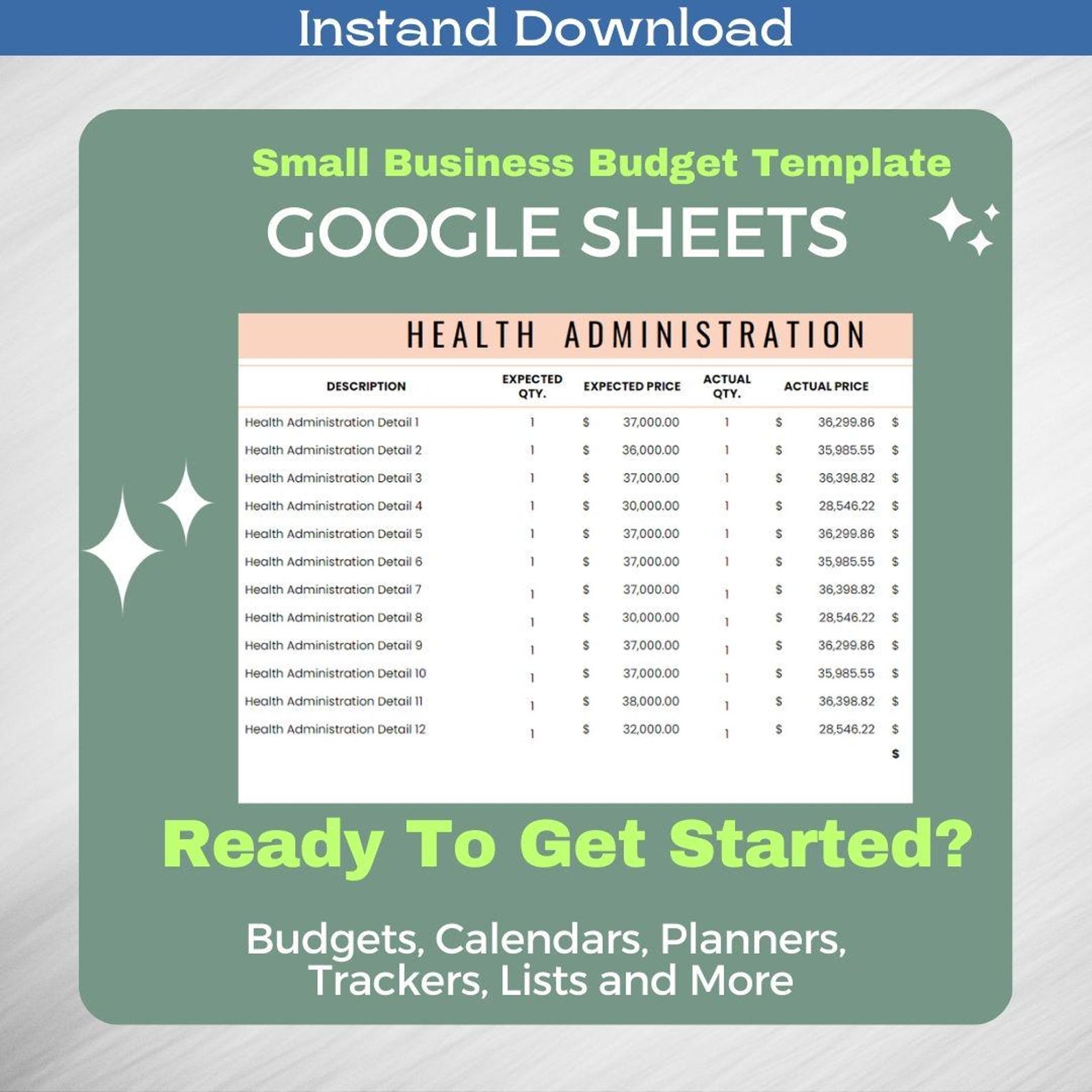 Small Business Budget Template - Editable Google Sheets for Simple ...