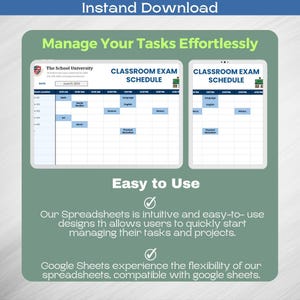 Exam Schedule Template, Editable Google Sheets, Digital Download, Easy ...