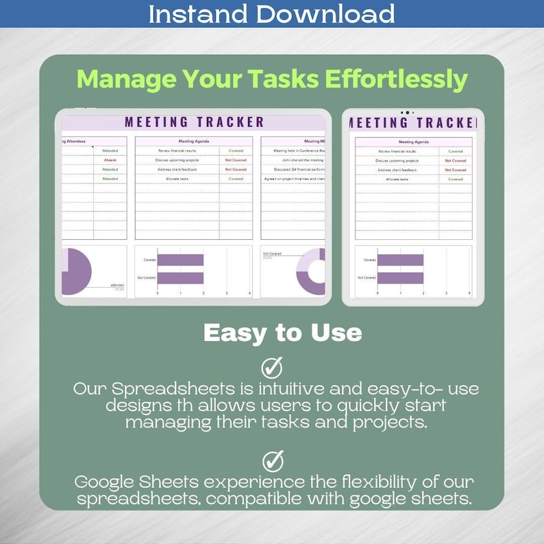 Meeting Tracker Template, Google Sheets Meeting Organizer, Editable ...