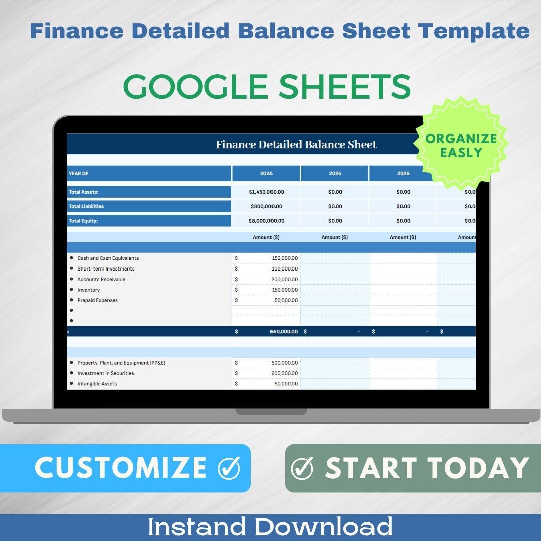 Finance Detailed Balance Sheet Template – Comprehensive Asset ...
