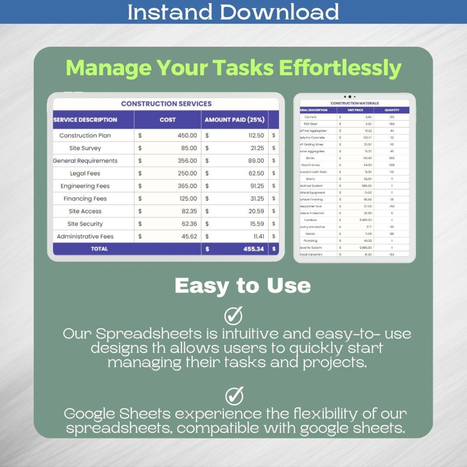 Sample Construction Quotation Templates Editable Google Sheets for ...