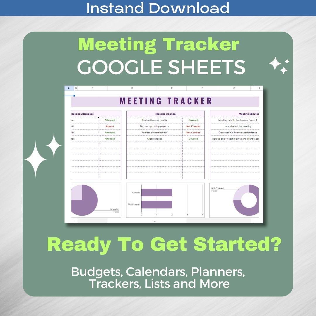 Meeting Tracker Template, Google Sheets Meeting Organizer, Editable ...