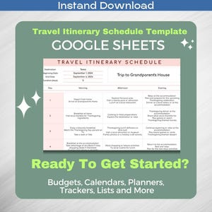 Travel Itinerary Schedule Template, Editable Google Sheets, Easy to Use ...