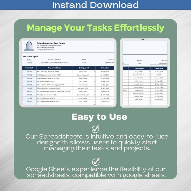 Real Estate CRM Template, Google Sheets Tracker, Property Management ...