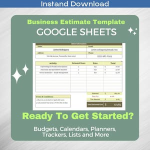 Business Estimate Template - Editable Google Sheets for Professional ...