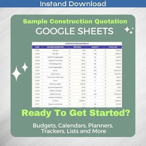 Sample Construction Quotation Templates - Editable Google Sheets for ...