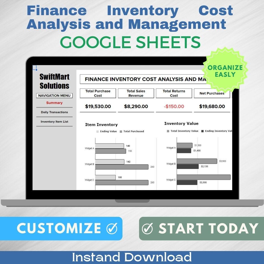 Finance Inventory Cost Analysis and Management Template - Editable ...