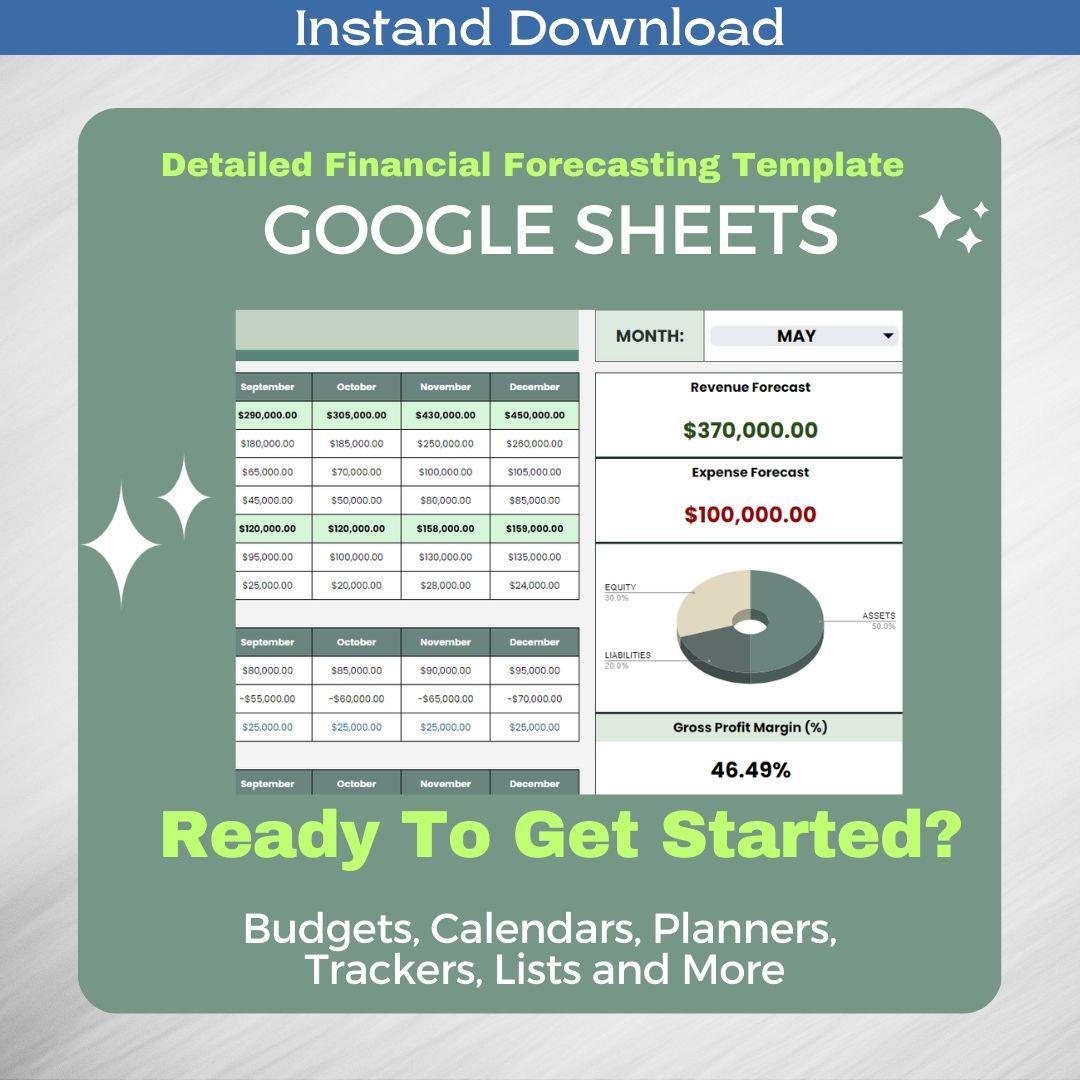 Detailed Financial Forecasting Template Editable Google Sheets for ...