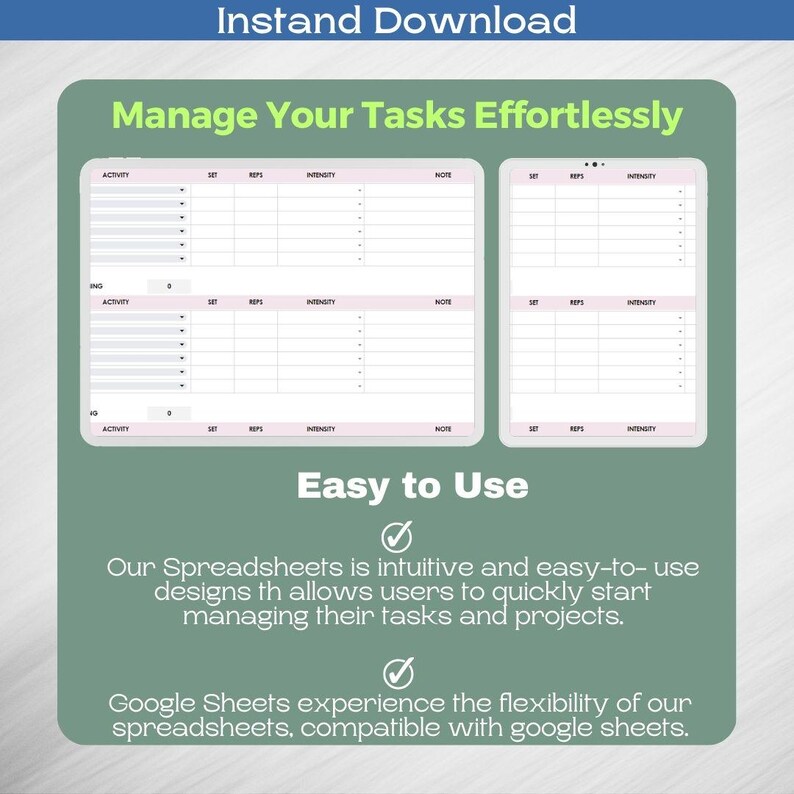 Gym Workout Template, Google Sheets Fitness Planner,exercise Log for ...
