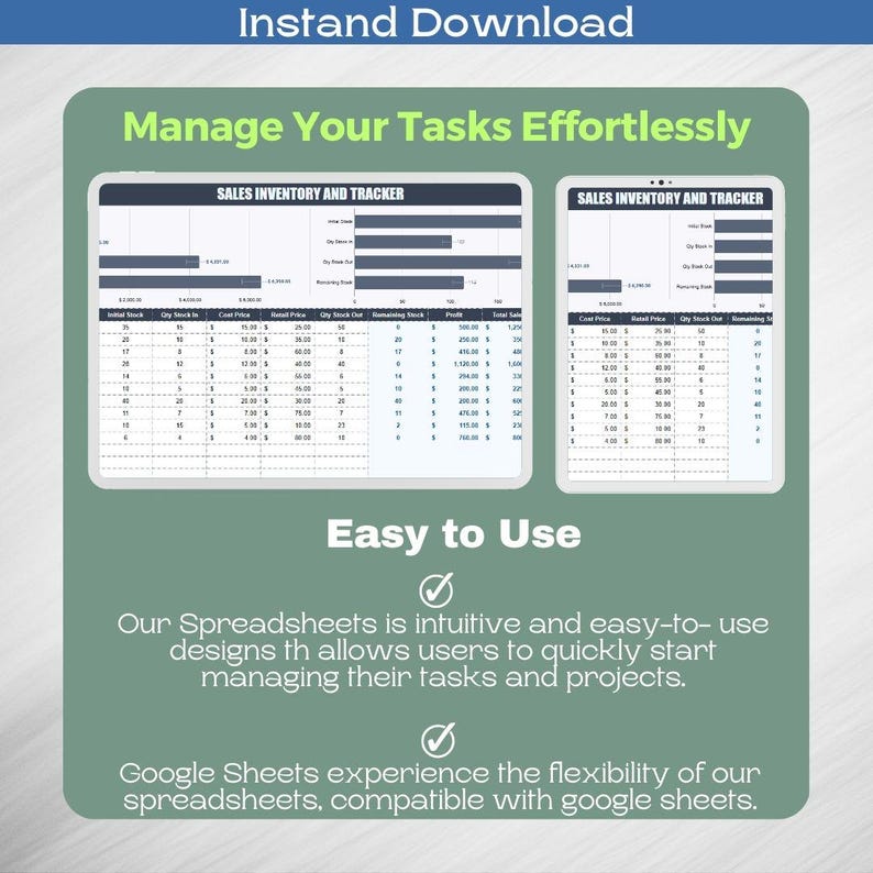 Sales Inventory and Tracker Template – Optimize Stock Levels and Track Sales Effortlessly ...
