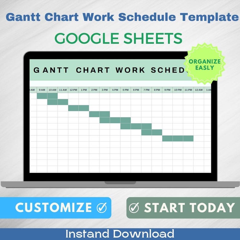 Gantt Chart Work Schedule Template - Editable Google Sheets for Task ...