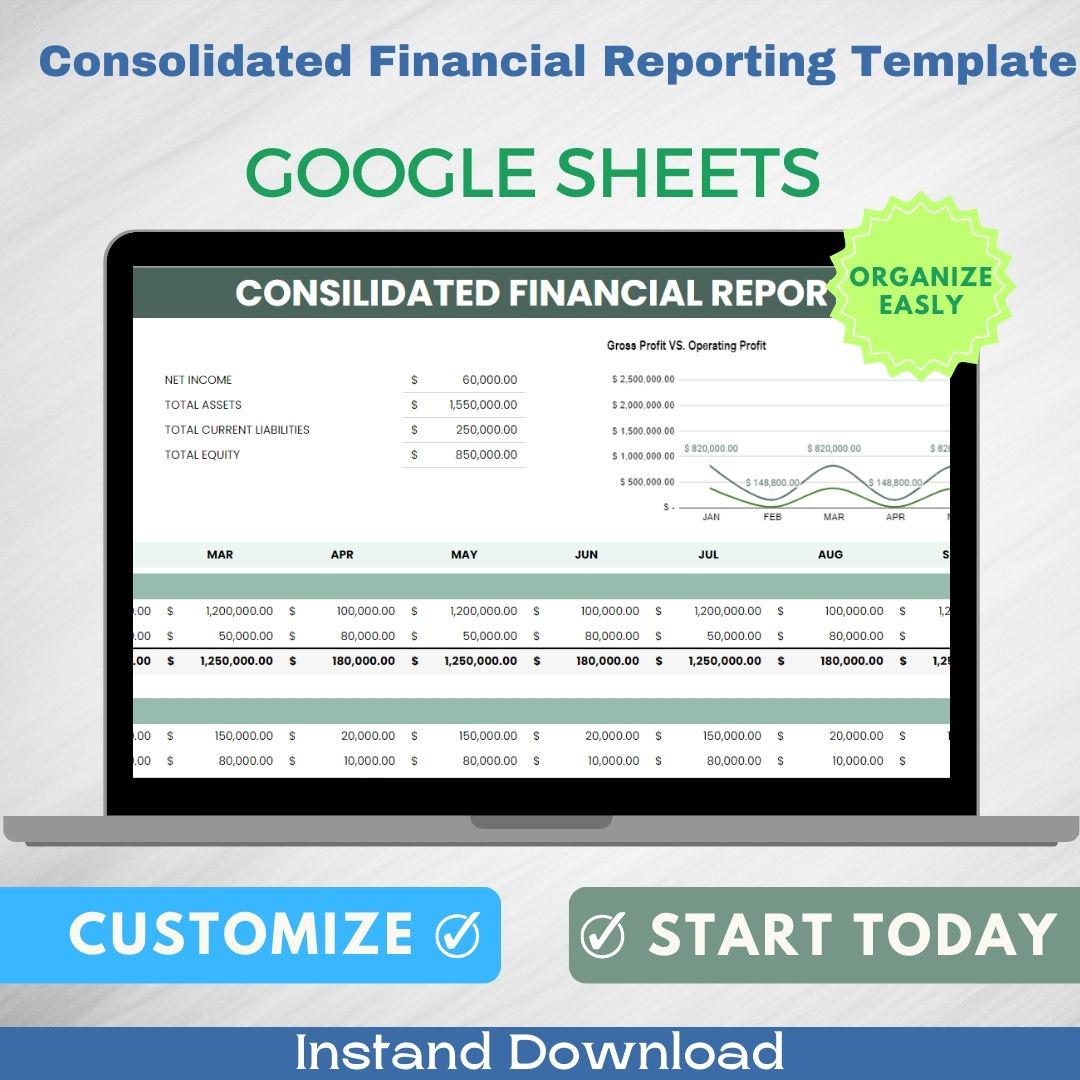 Consolidated Financial Reporting Template - Editable Google Sheets for ...