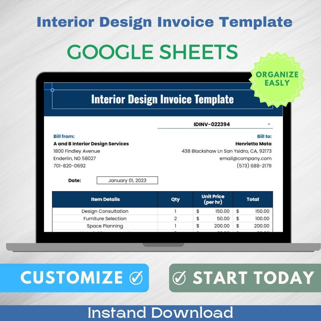 Interior Design Invoice Template Simplify Your Design Business Billing ...