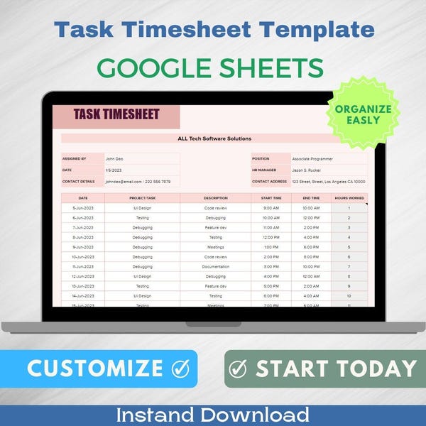 Task Tracker Spreadsheet Template, Task Management Google Sheets, To-do ...