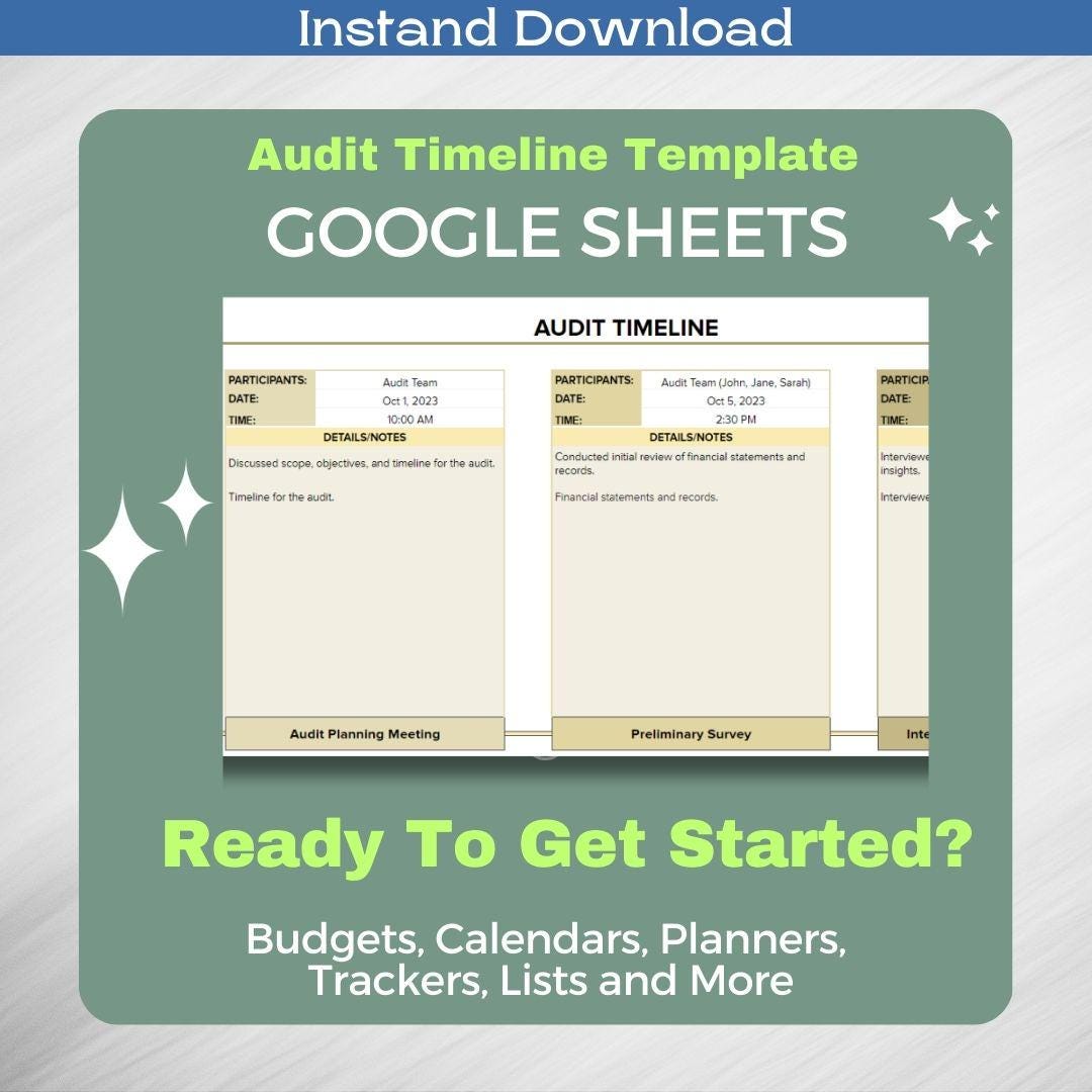 Audit Timeline Template, Editable Google Sheets, Digital Download, Easy ...