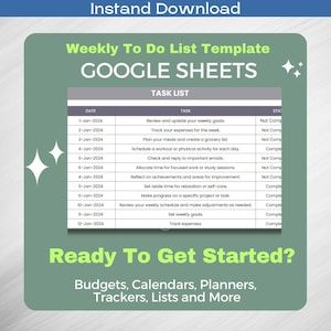 Weekly to Do List Template, Google Sheets Planner, Task Organizer ...