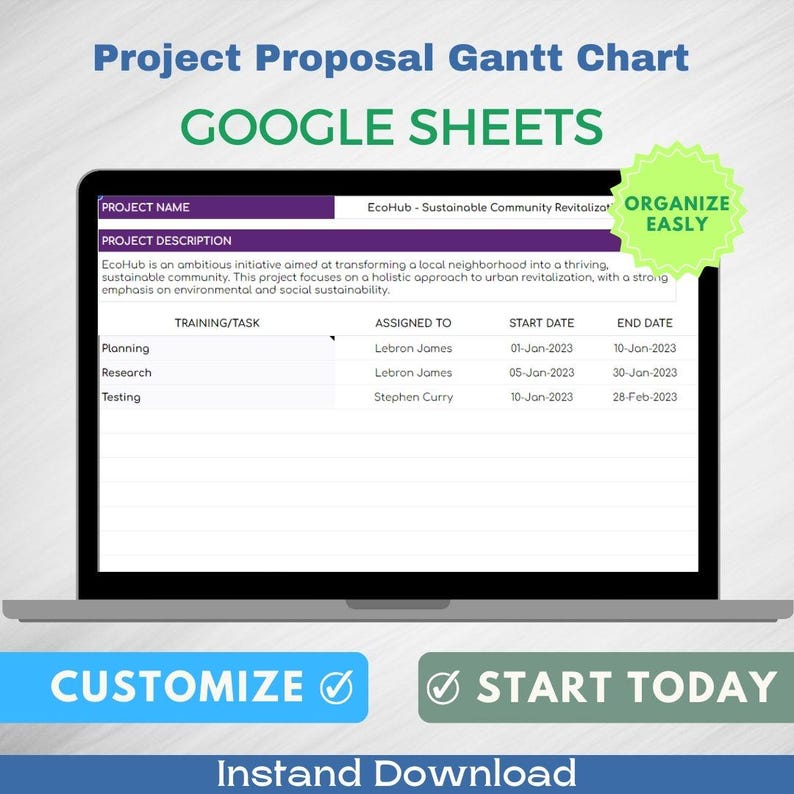 Project Proposal Gantt Chart Template - Editable Google Sheets for ...