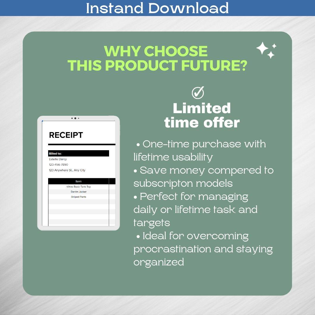 Receipt Template, Google Sheets Invoice, Digital Receipt Maker ...