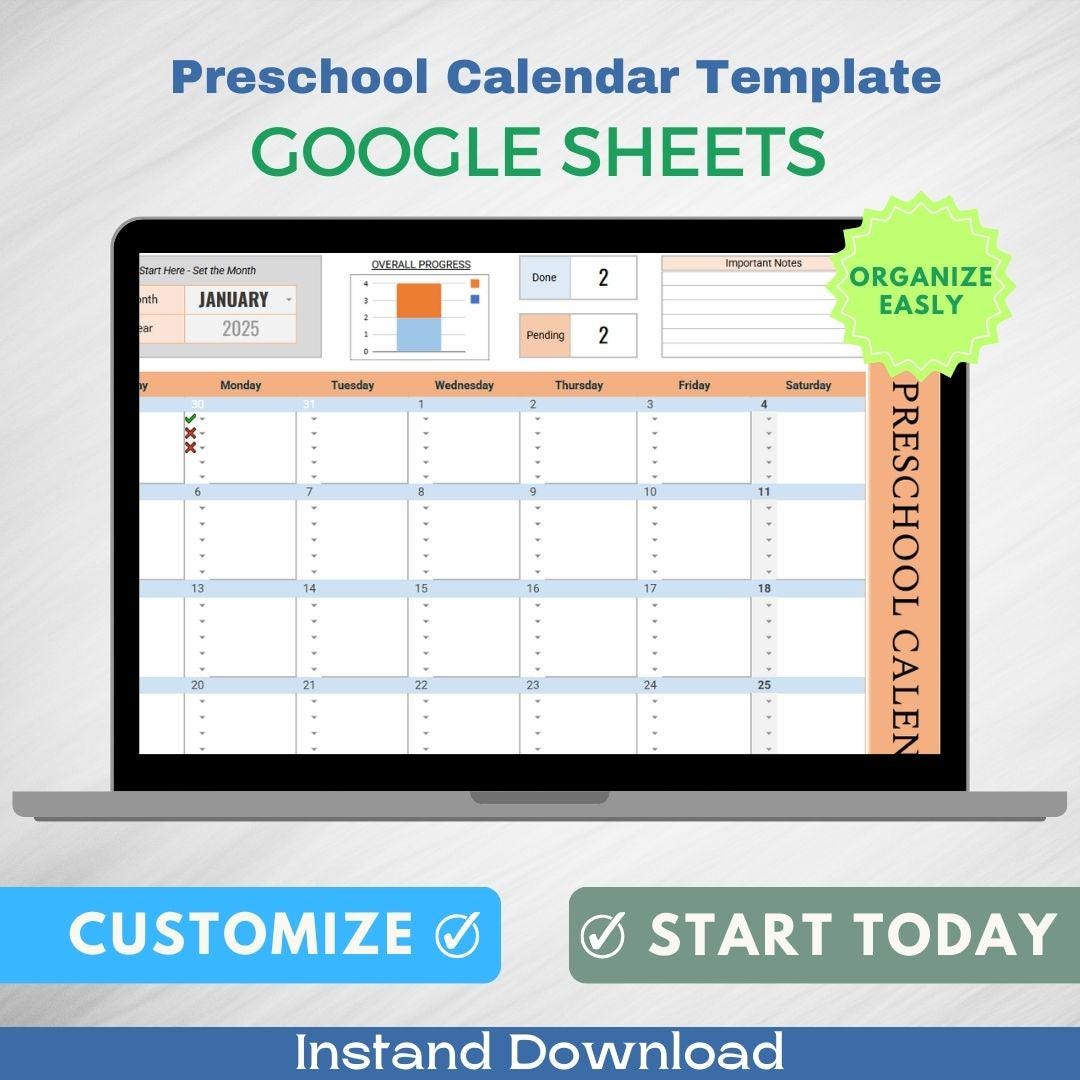 Preschool Calendar Template – Easy-to-use & Customizable Planning Tool ...