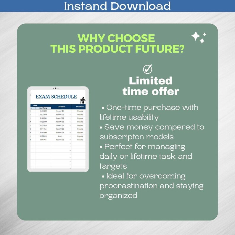 Exam Schedule Template, Editable Google Sheets, Digital Download, Easy ...