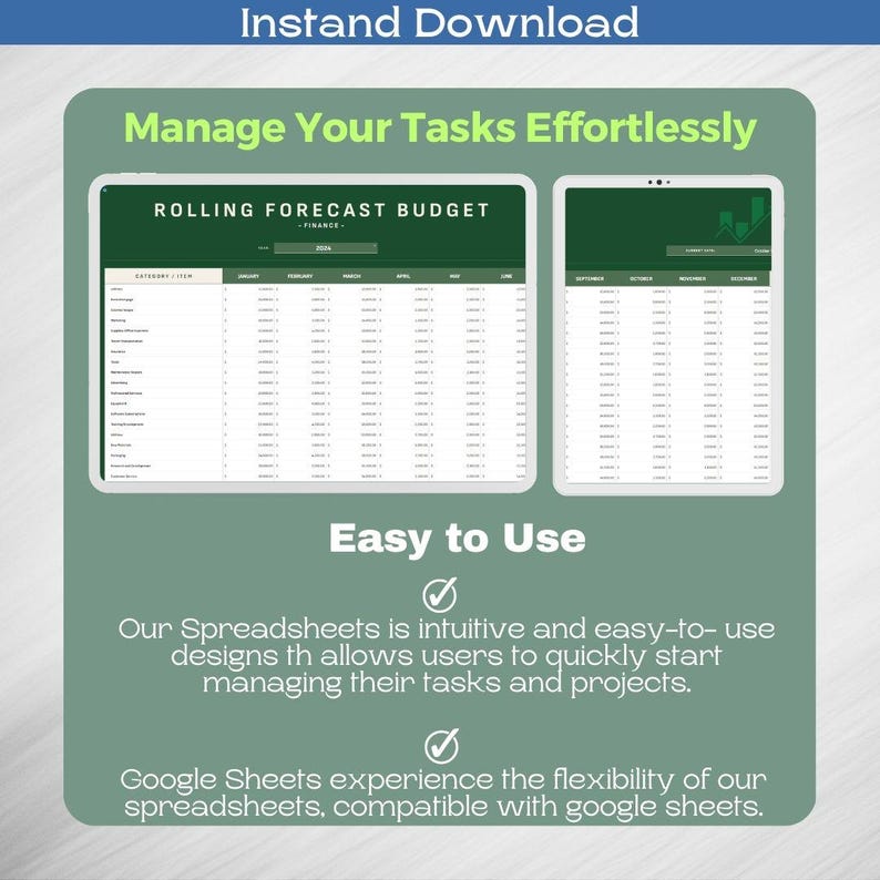 Finance Rolling Forecast Budget Template - Editable Google Sheets for ...