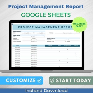Project Management Report Template - Editable Google Sheets for Task ...