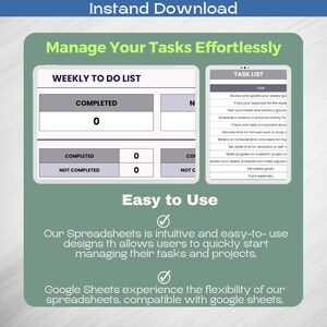 Weekly to Do List Template, Google Sheets Planner, Task Organizer ...