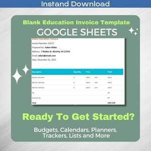 Blank Education Invoice Template, Editable and Easy to Use, Digital ...