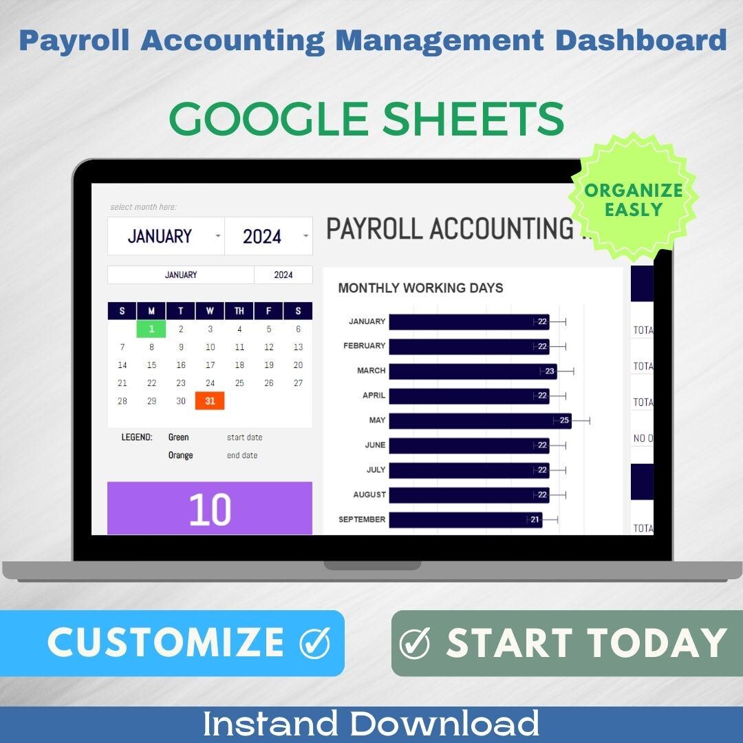 Payroll Accounting Management Dashboard Template - Editable Google ...