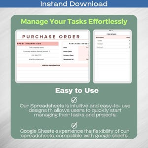 Purchase Order, Google Sheets Template, Business Order Form, Inventory ...
