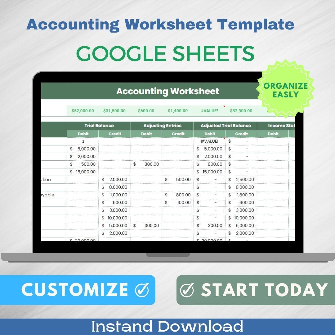Accounting Worksheet Template - Editable Google Sheets for Streamlined ...