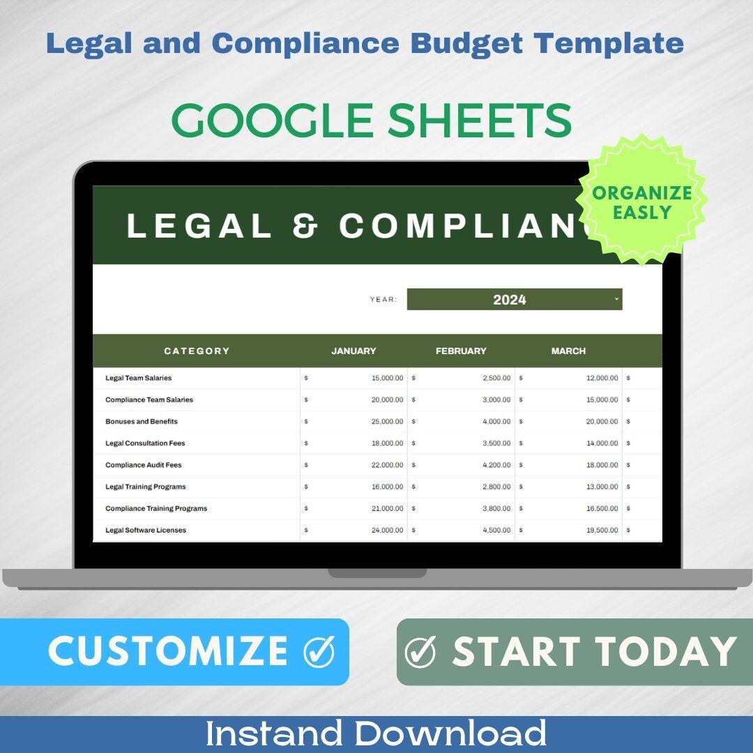 Legal and Compliance Budget Template - Editable Google Sheets for ...