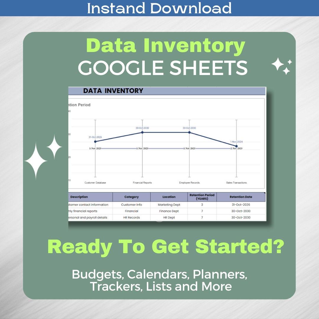 Data Inventory Template, Google Data Organizer, Inventory Management ...