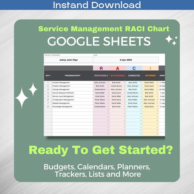 Service Management RACI Chart Template Define Roles and ...