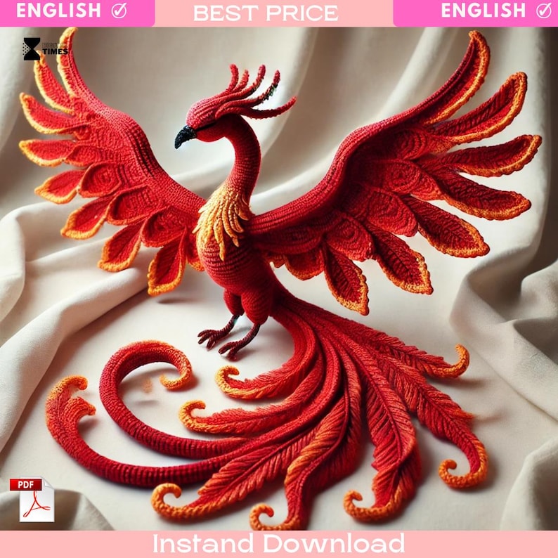 Legendary Phoenix Crochet Pattern PDF in English, Crochet Gift, Crochet ...