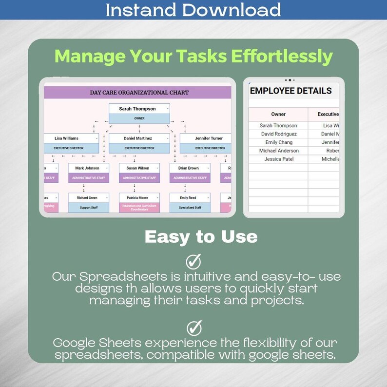 Daycare Organizational Chart Template, Google Sheets Staff Structure ...